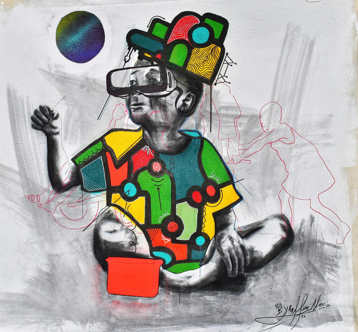 Boteng - Abstract - Objective painting by Ras Silas Motse – Loupe, Inc